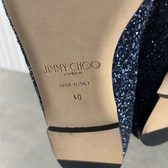 Jimmy Choo | Shoes | Jimmy Choo Blue Glitter Flats | Poshmark